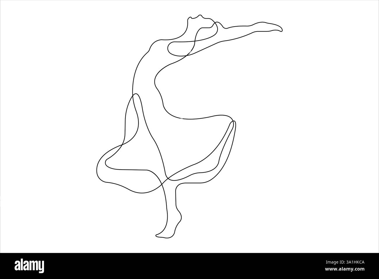 Continuous one line drawing of young dancer design outline vector ...