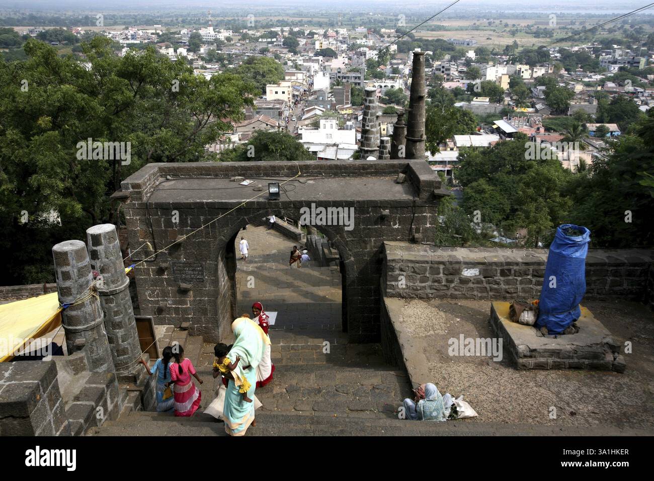 Devotees on stairs at Jejuri temple, Pune, Phaltan, Maharashtra, India ...