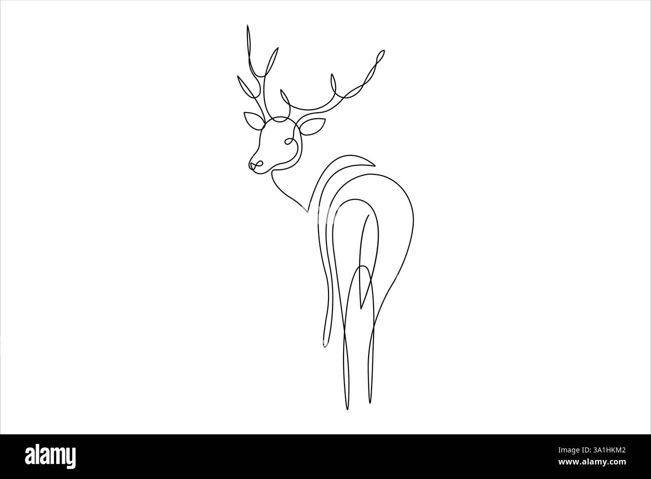 Fallow deer in continuous one line art drawing of style. Reindeer ...
