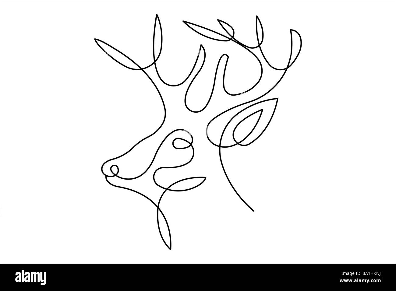 Fallow deer in continuous one line art drawing of style. Reindeer ...