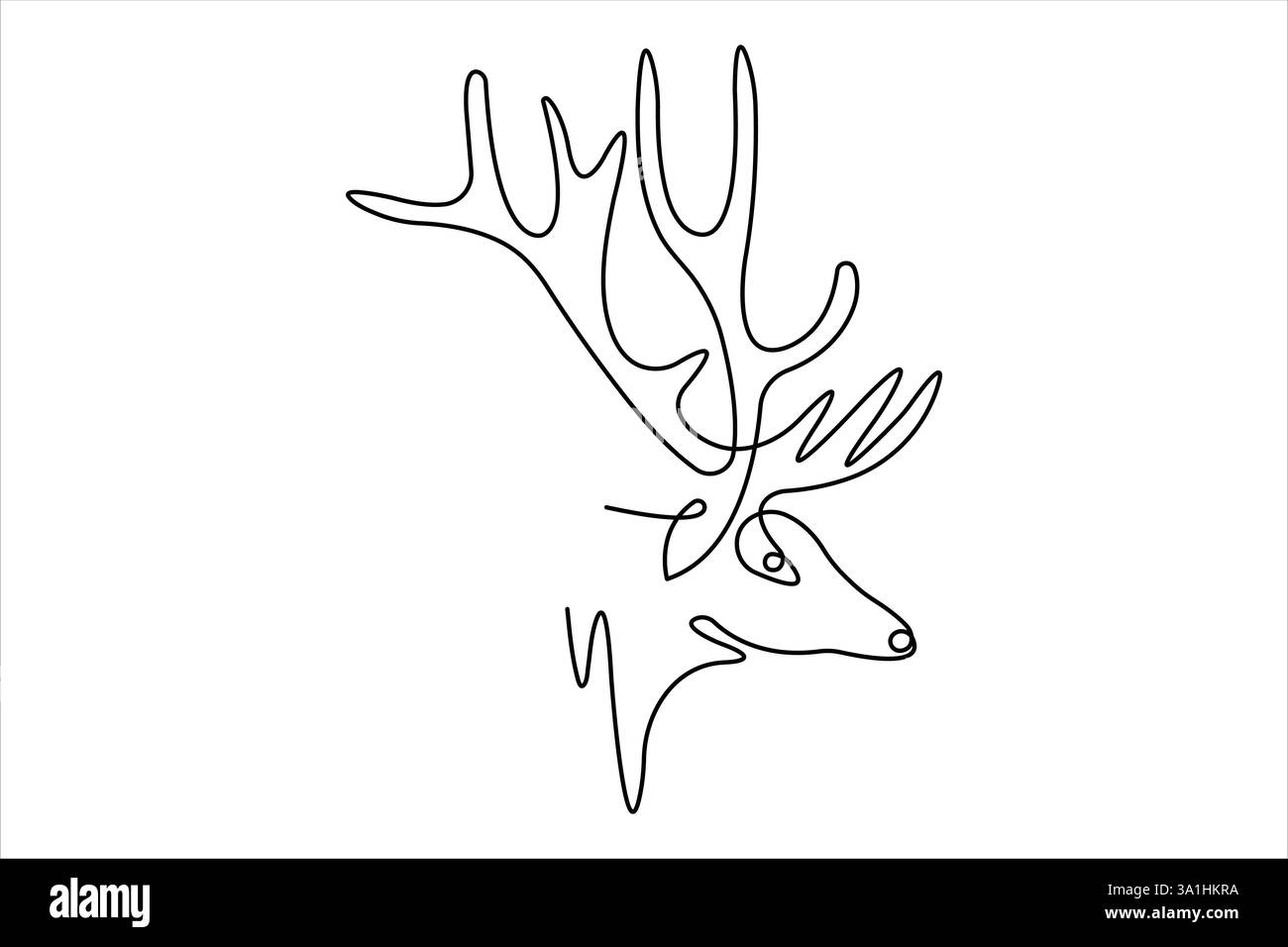 Fallow deer in continuous one line art drawing of style. Reindeer ...