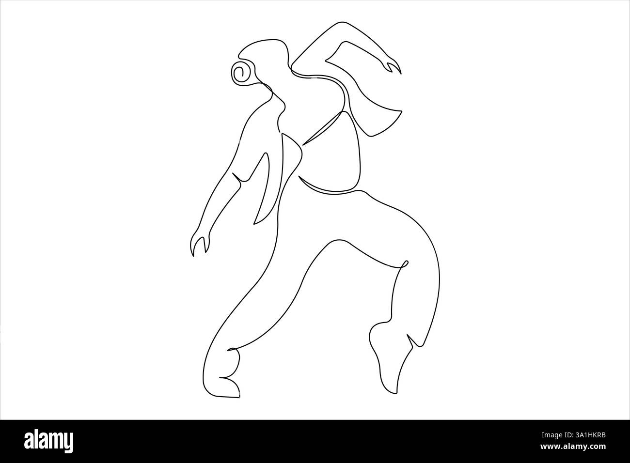 Continuous one line drawing of young dancer design outline vector ...