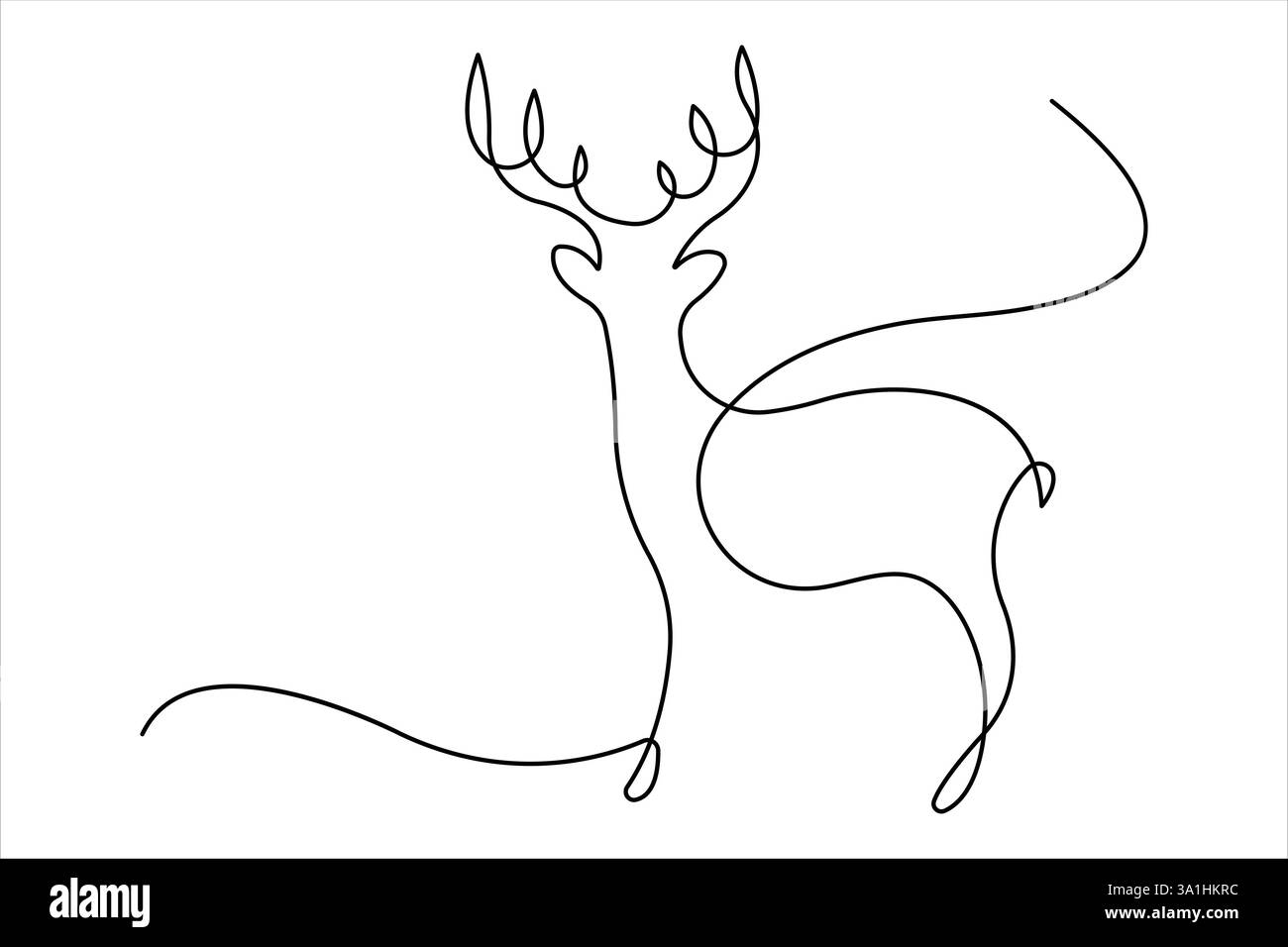 Fallow deer in continuous one line art drawing of style. Reindeer ...