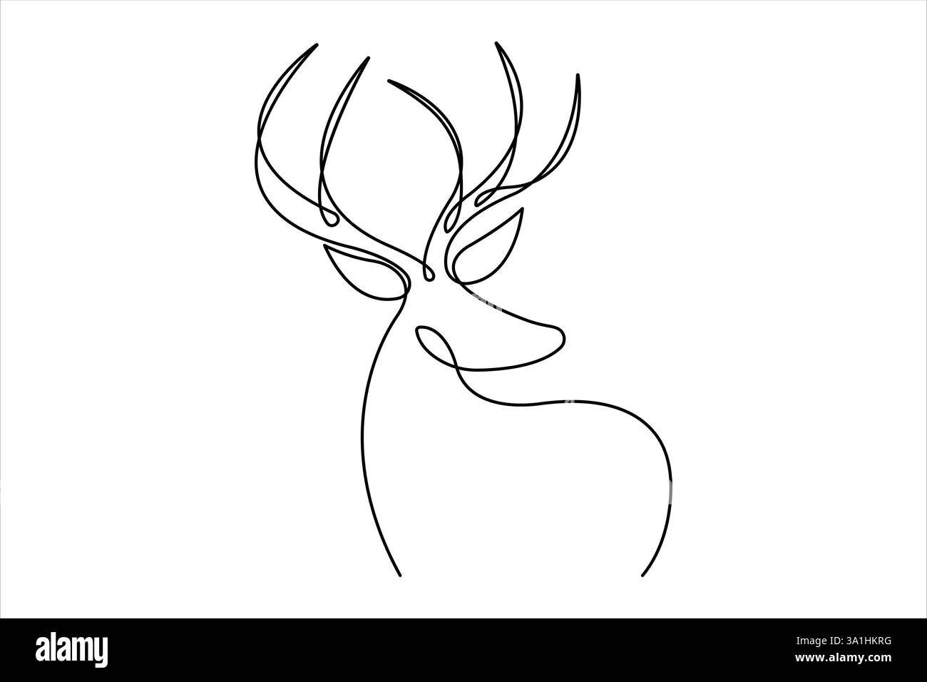 Fallow deer in continuous one line art drawing of style. Reindeer ...