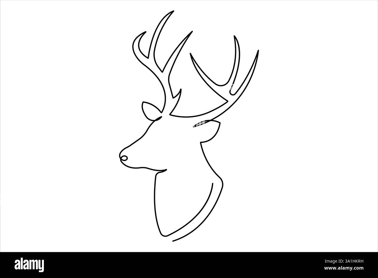 Fallow deer in continuous one line art drawing of style. Reindeer ...