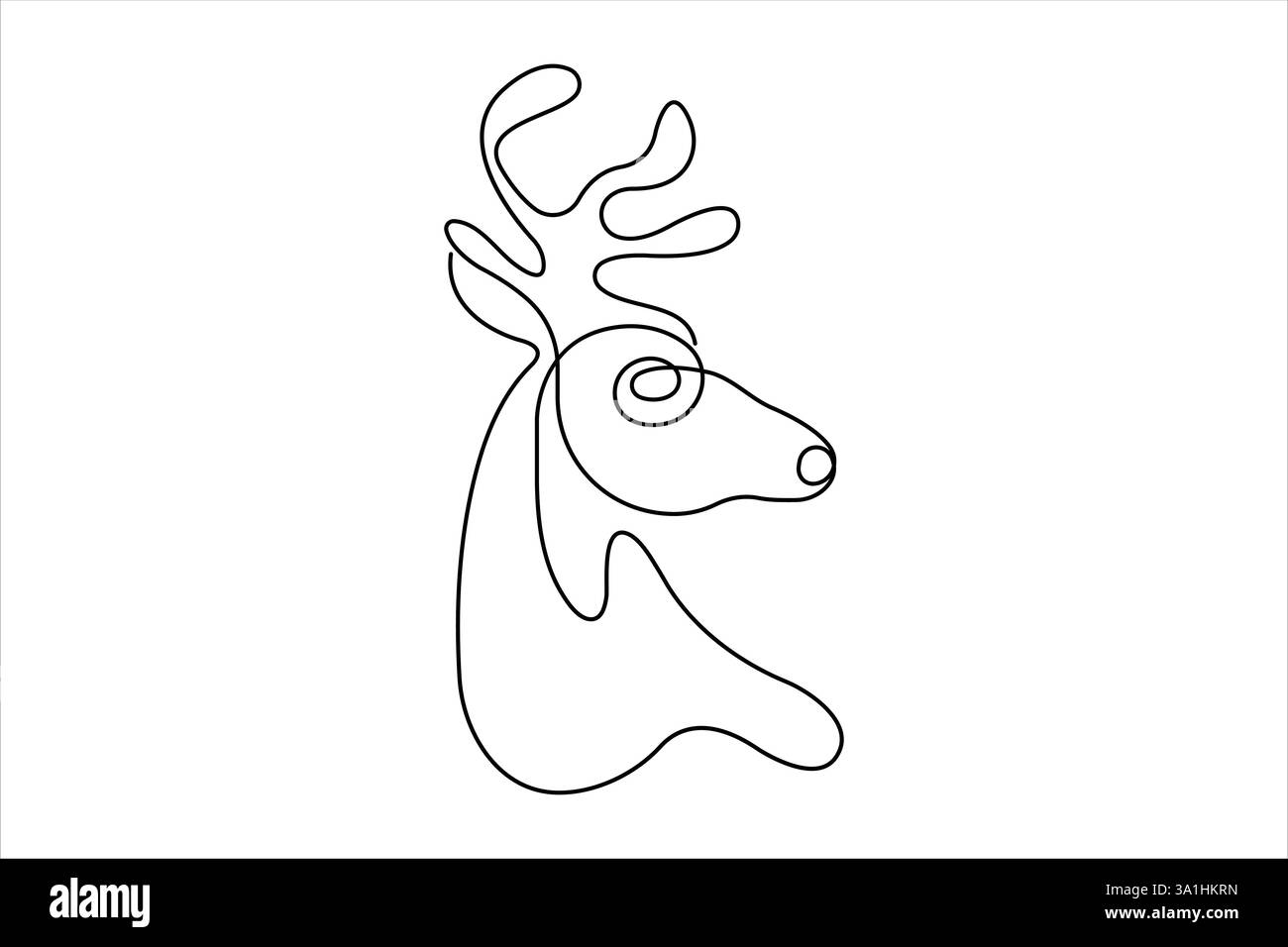 Fallow deer in continuous one line art drawing of style. Reindeer ...