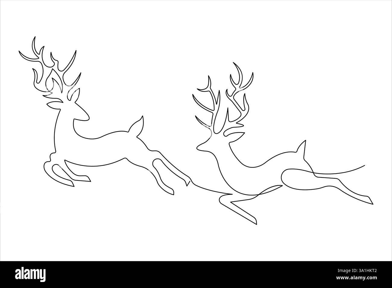 Fallow deer in continuous one line art drawing of style. Reindeer ...