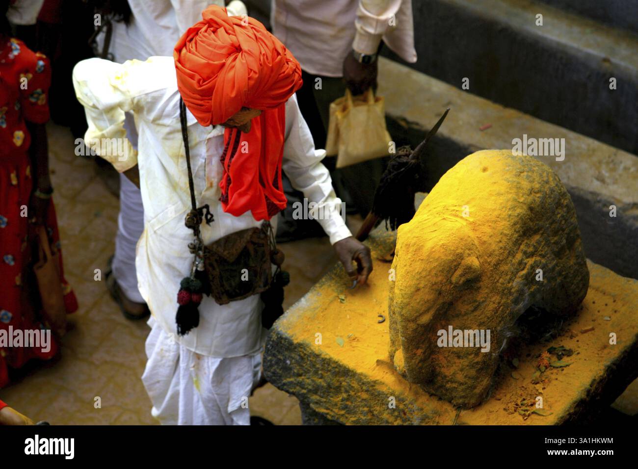 Dhangar devotees in their traditional attires mainly the turban at the ...