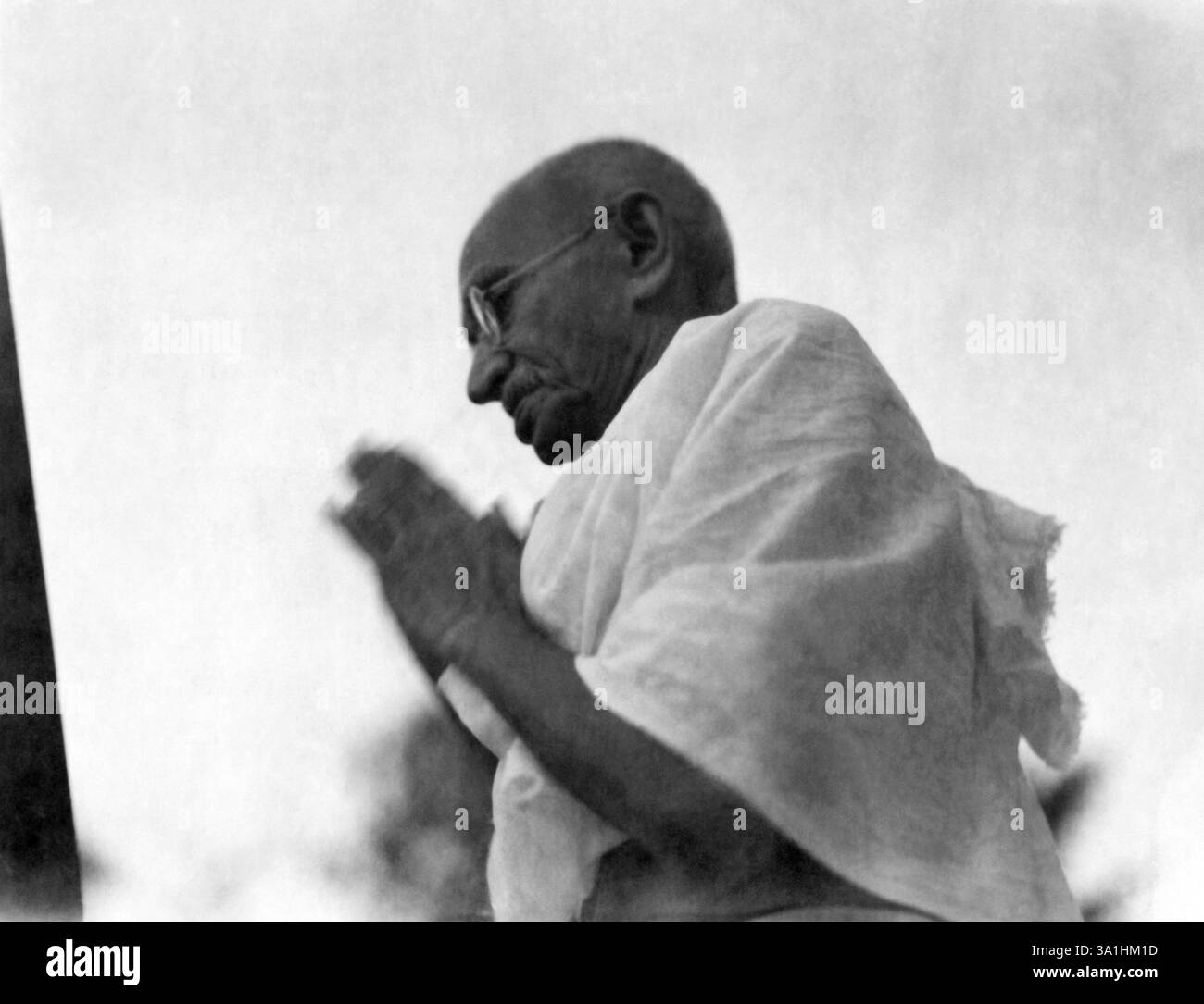 Mahatma Gandhi in greeting pose, Mumbai, 1942, India NO MR Stock Photo ...