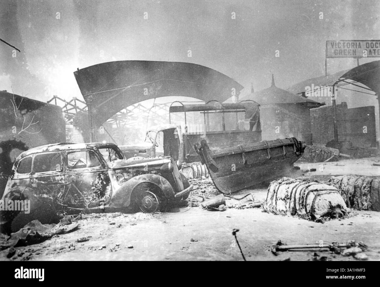 Destruction caused after the massive fire at Victoria Dock that ...