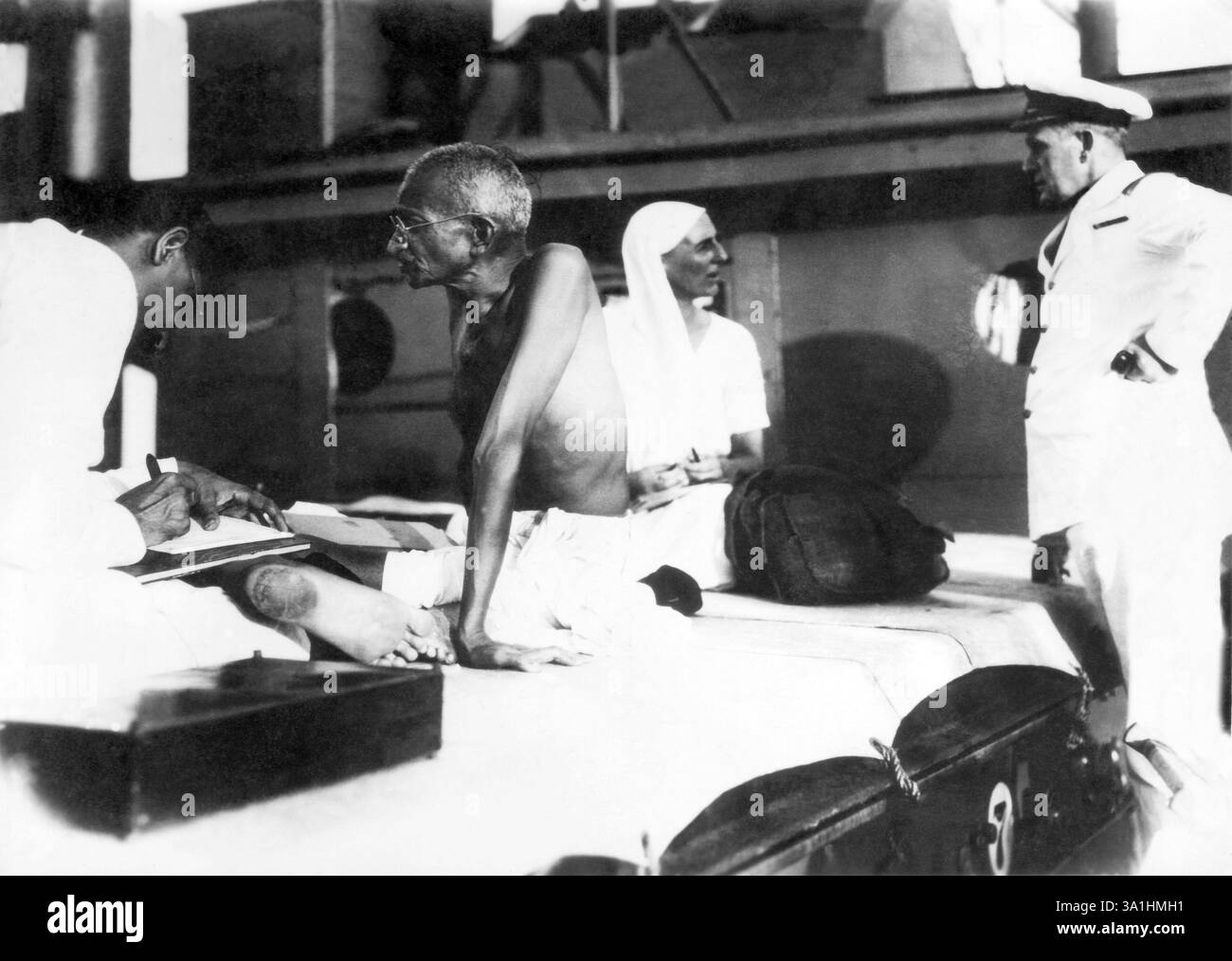 Mahadev Desai, Mahatma Gandhi, Mirabehn and the captain of SS Rajputana ...