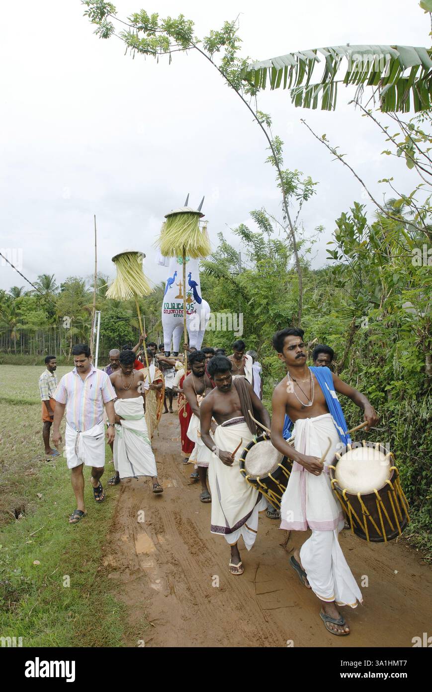 Procession of Kala kolam bull motif in Anthimahakalan vela at ...