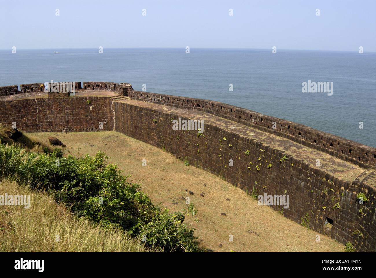 Aerial view of Strong bastions and long rampart of Vijaydurg ...