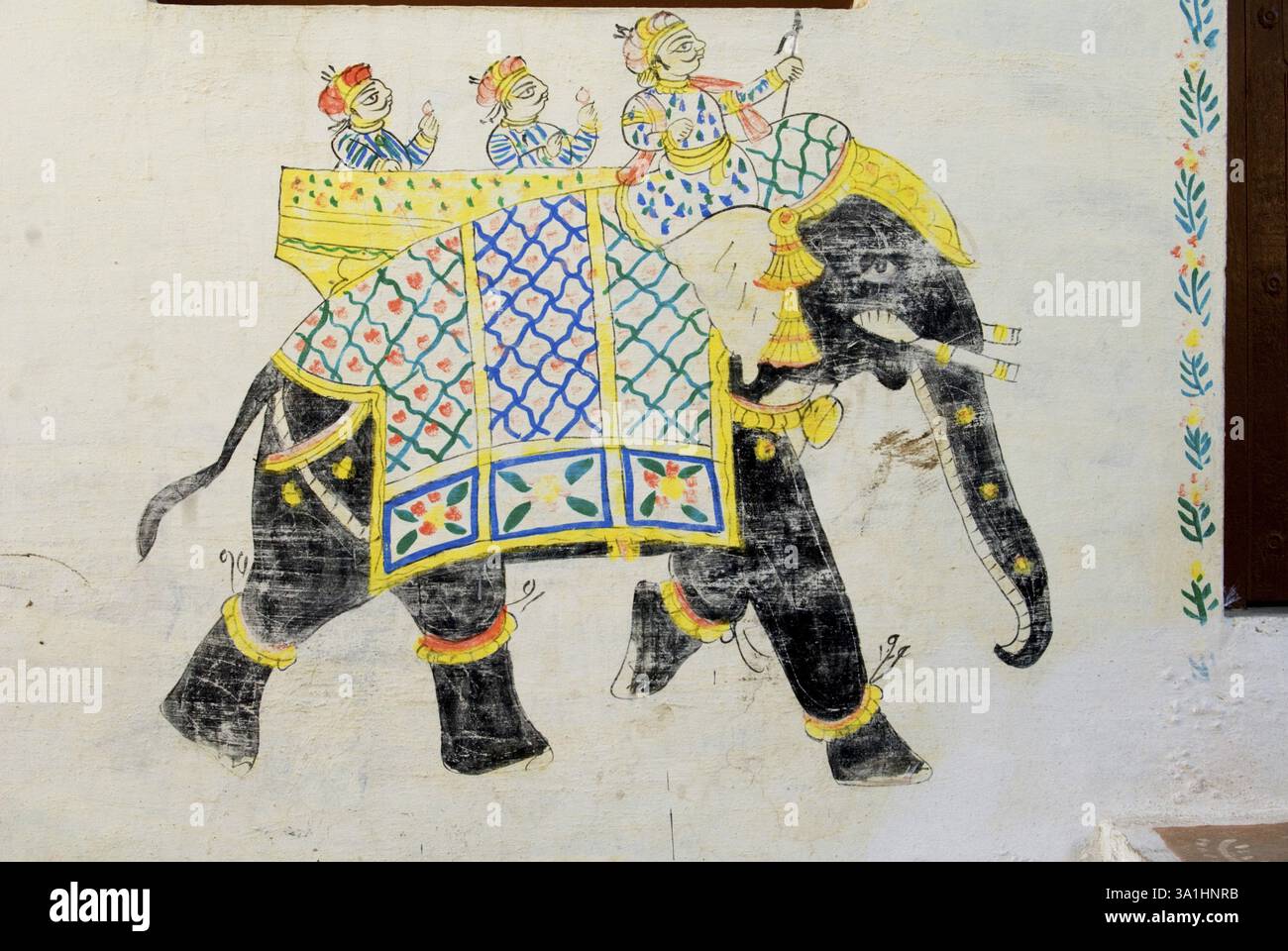 Traditional murals painted on wall to welcome guests on occasion of ...