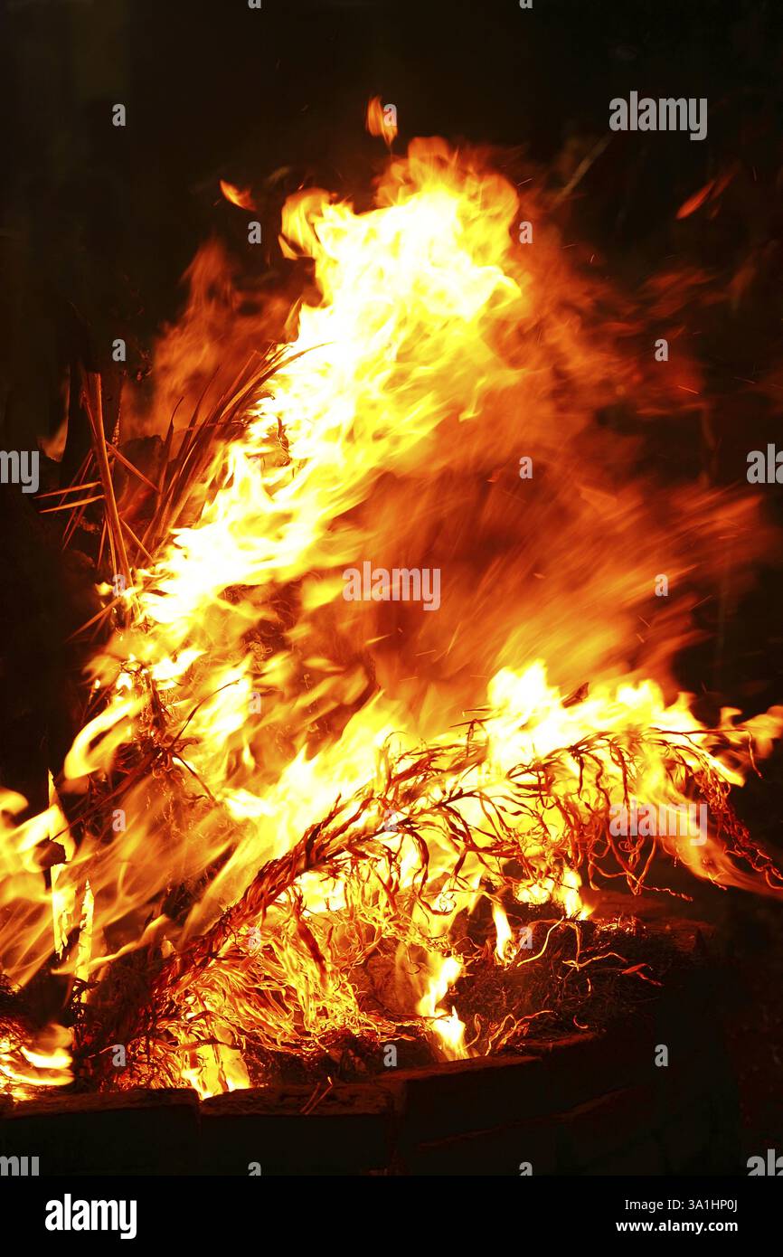 Flames of Holika Dahan fire festival, India, Asia Stock Photo - Alamy