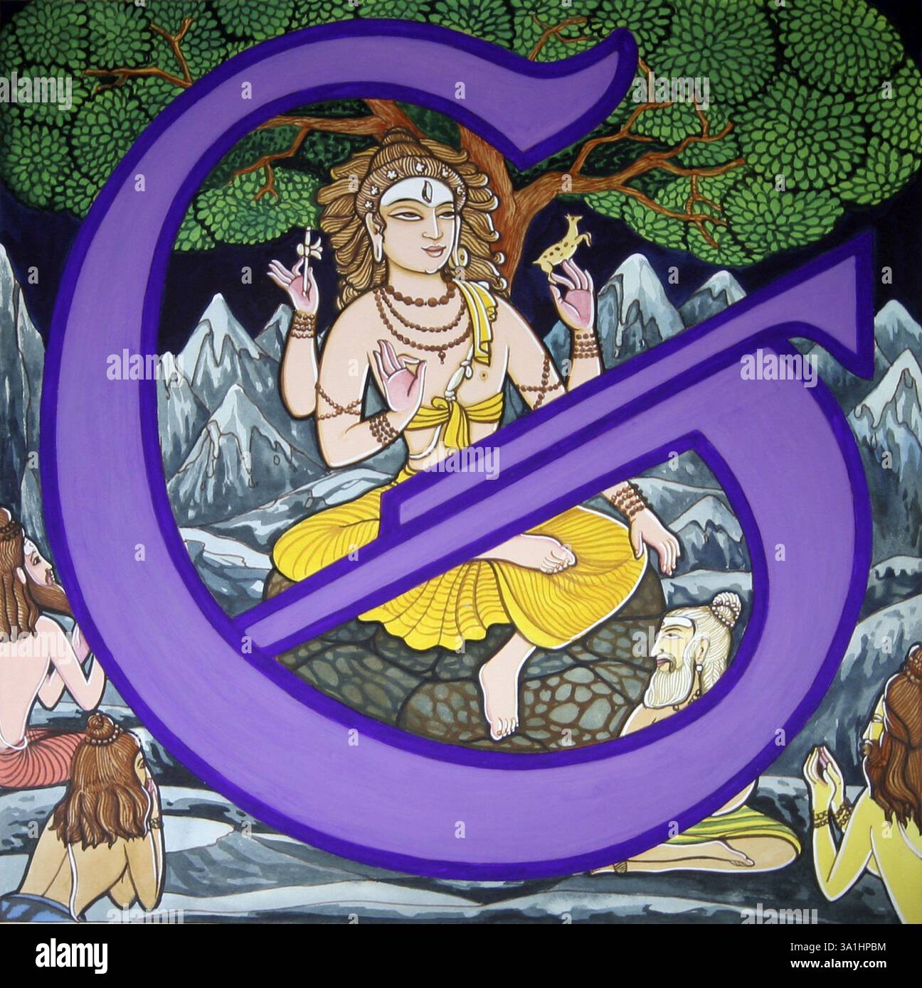 Painting of G Alphabet with God Shiva Stock Photo - Alamy