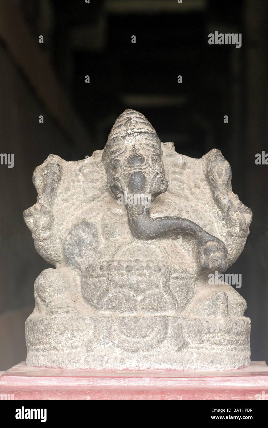 Richly stone carved sculpture of lord Ganesh in the museum at the ...