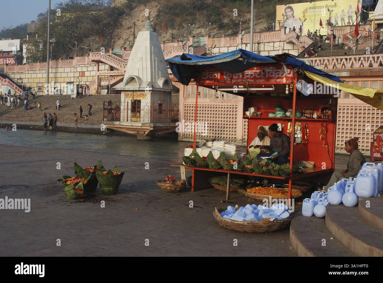 Water bottle shop at Har Ki Pauri, Haridwar, Uttar Pradesh, India, Asia ...