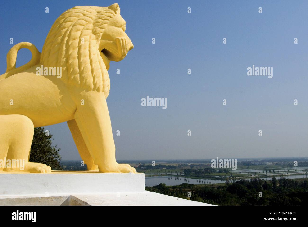 Sculpture of lion at Peace Pagoda at Dhauli, Orissa, India, Asia Stock ...