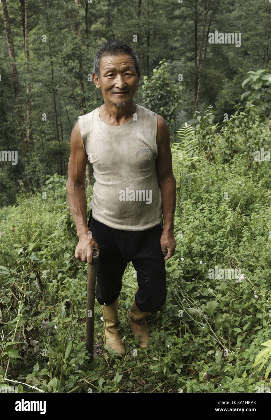 Rural old man, Pastanga, Sikkim, India, Asia Stock Photo - Alamy