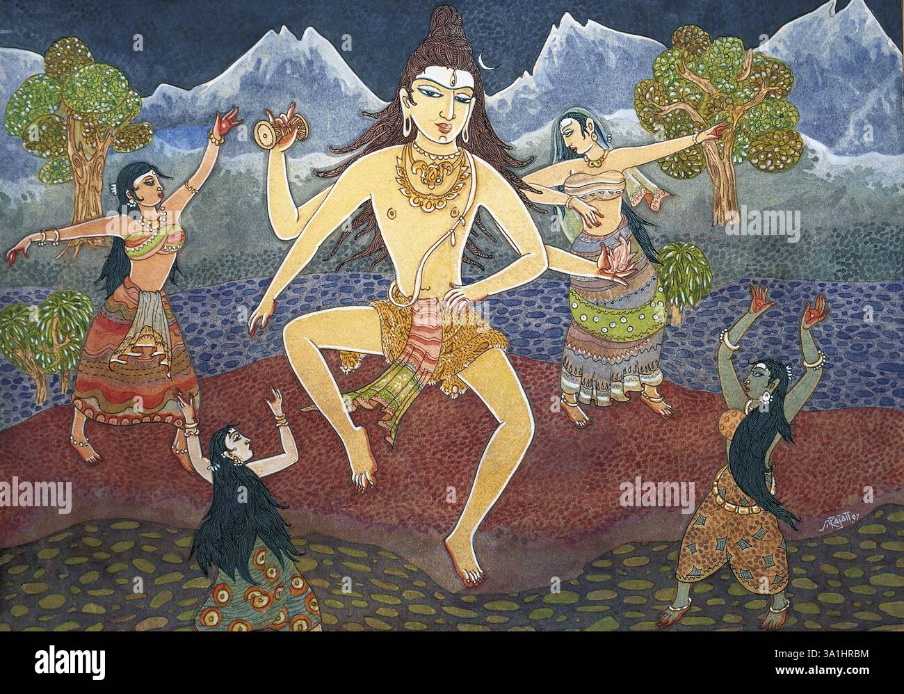 Dancing with siva, artist S. Rajam, woman, shiva, hindu belief, hindu, hinduism, art, himalayan ...