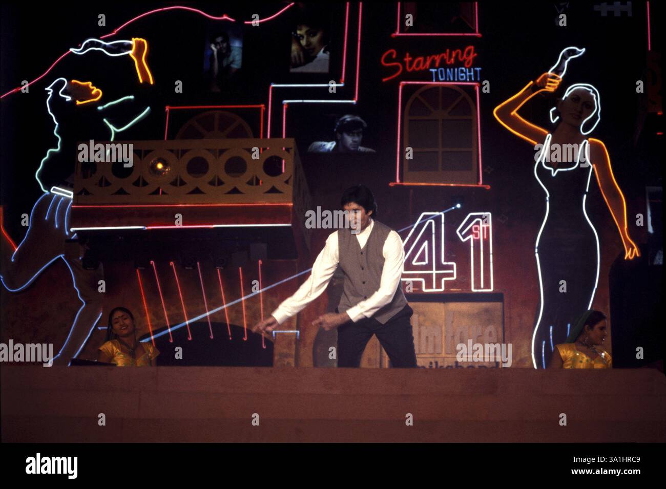 South Asian Indian Bollywood actor Amitabh Bachchan performing at an ...