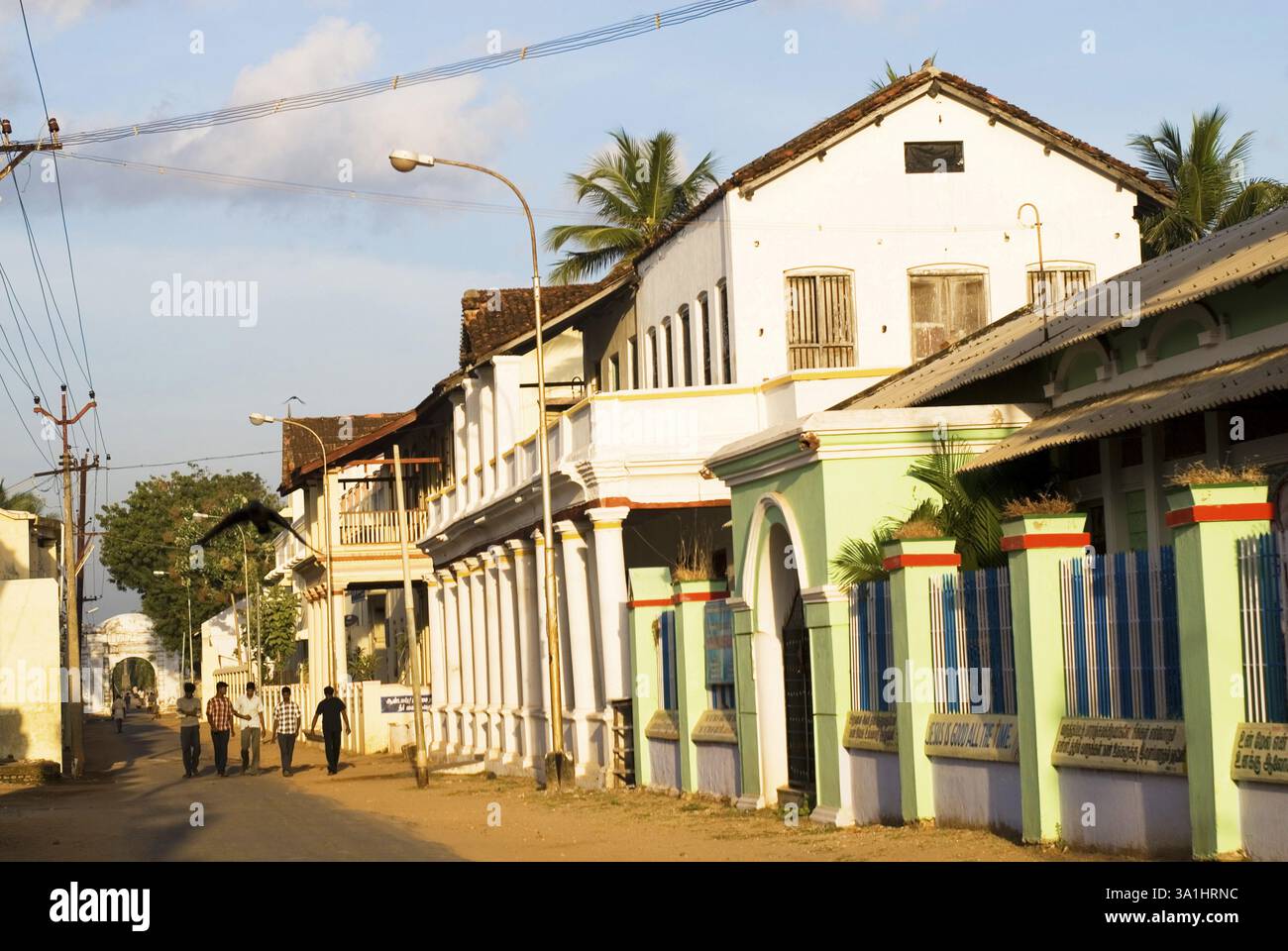 Colonial structures in king street in Tarangambadi, Tamil Nadu, India ...