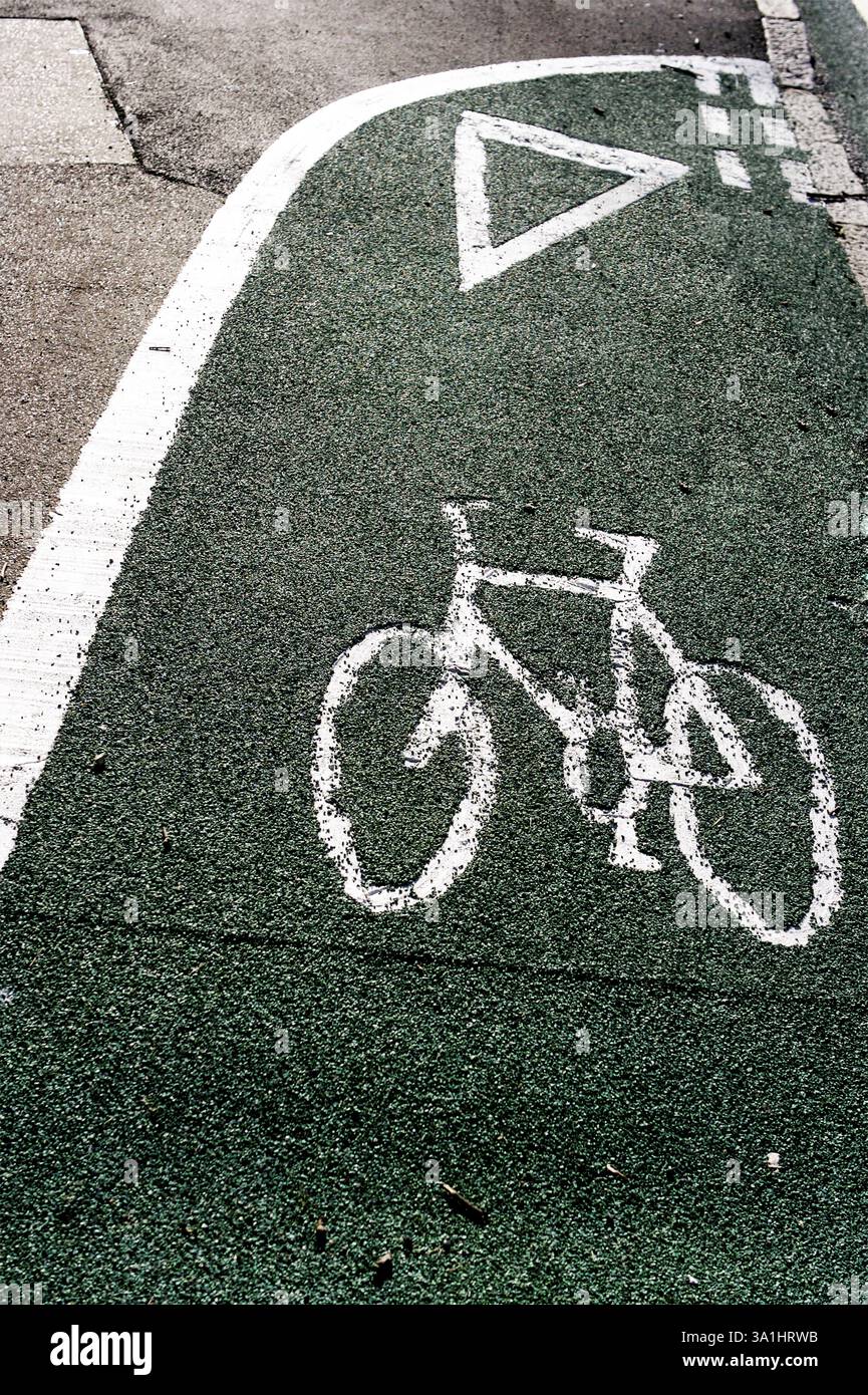 Road signs showing bicycle path, London, U.K. United Kingdom England ...