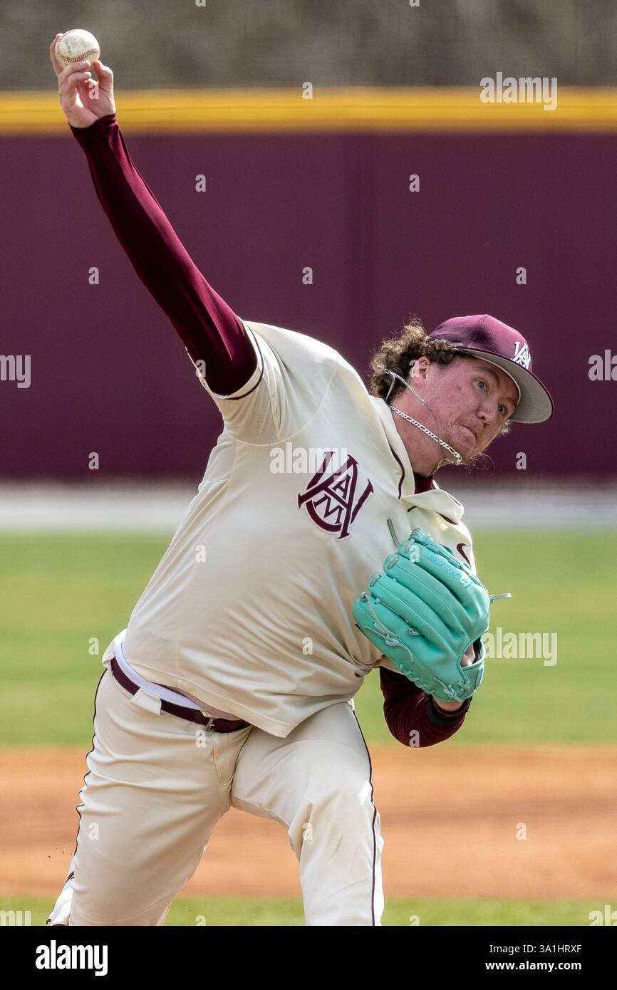 Alabama A&M pitcher Trey Scott (28) pitches against Alcorn State during ...