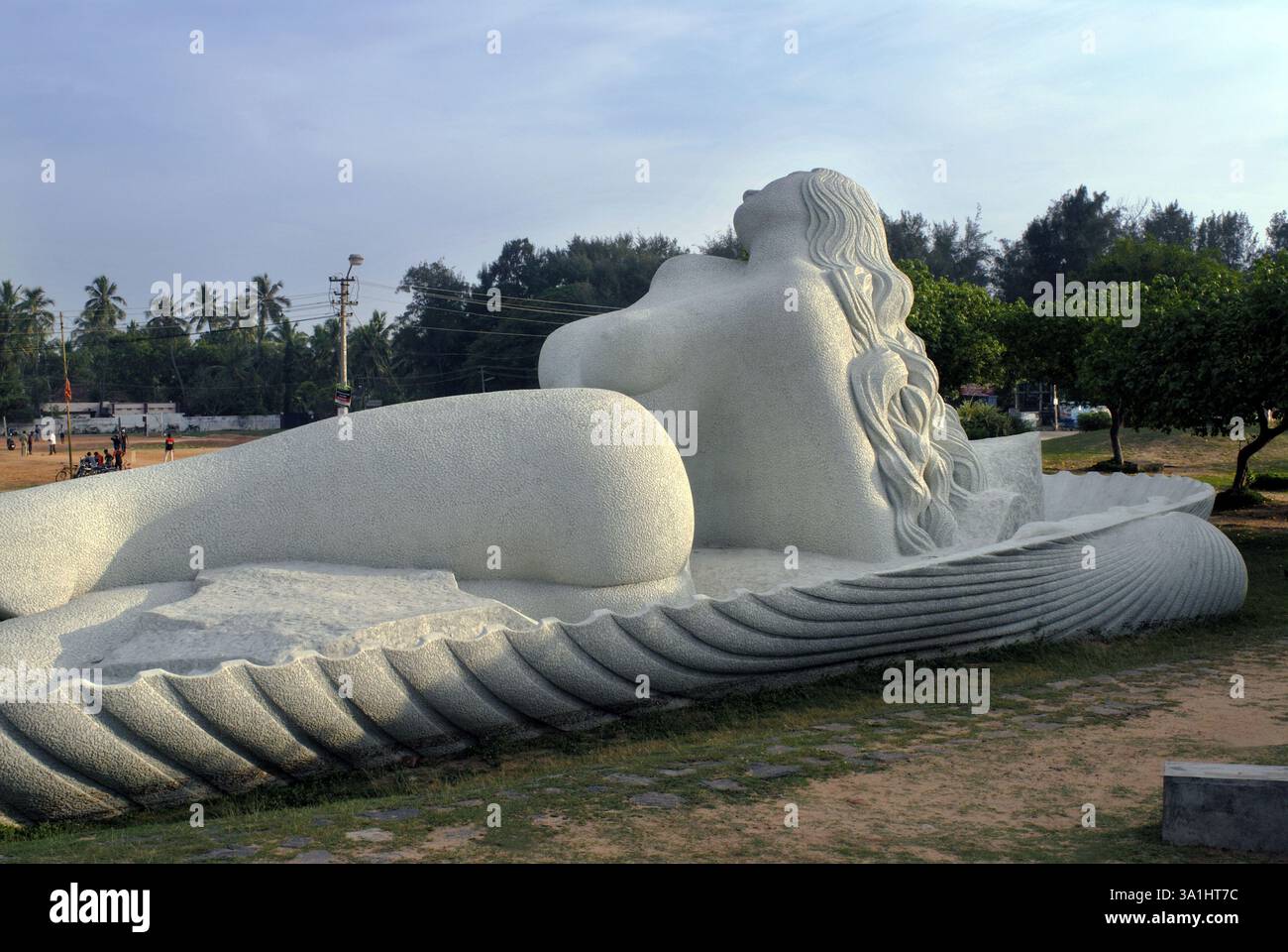 Mermaid rock sculpture at Shanghumugom beach, Trivandrum, Kerala, India ...