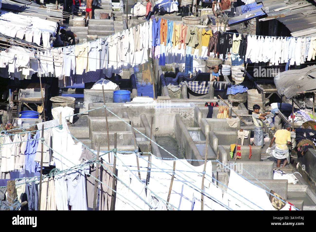 Dhobi Ghat, open laundry run by Mumbai Municipal Corporation Washer men ...