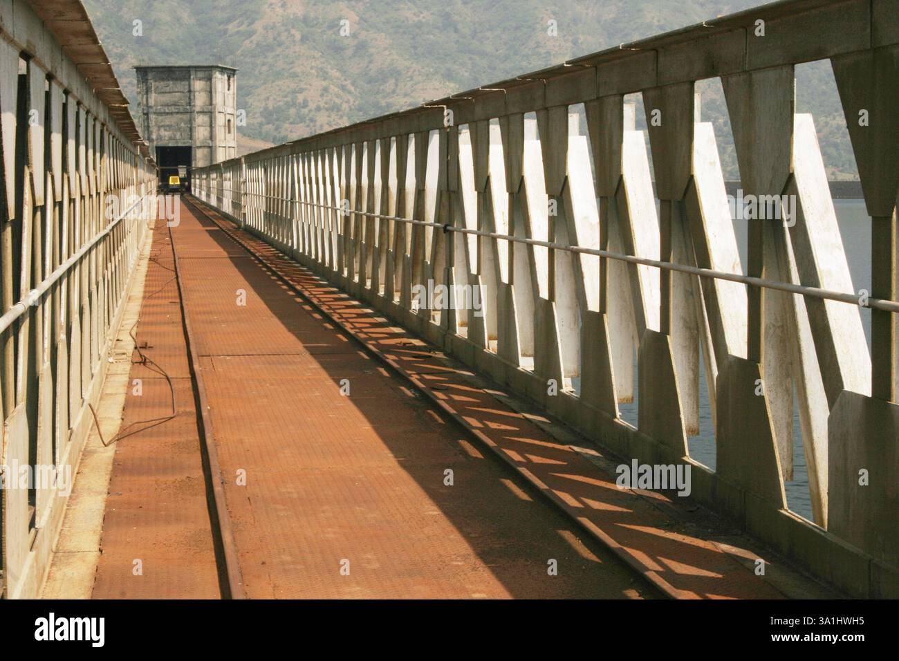 Abstract of bridge made on Dhom Dam with rail tracks Wai, Maharashtra ...
