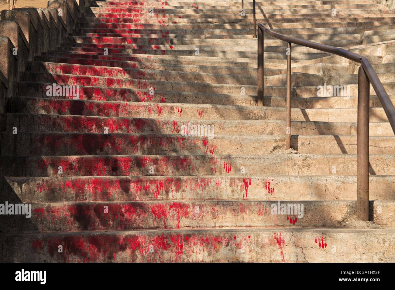 Steps at Jivdani Mandir temple on top of the hill, Virar, Bombay now ...