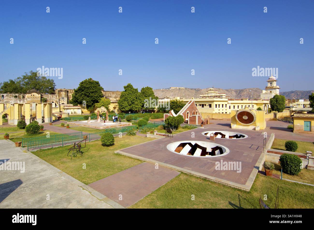 Aerial view of Jantar Mantar Observatory, Jaipur, Rajasthan, India ...