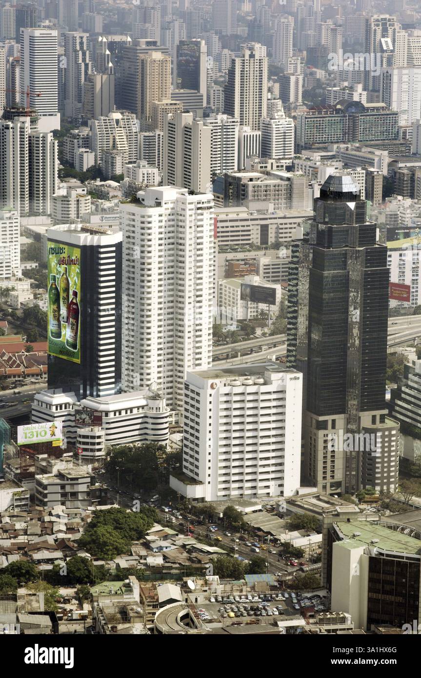 Arial view city modern skyscrapers Bangkok Thailand South East Asia ...