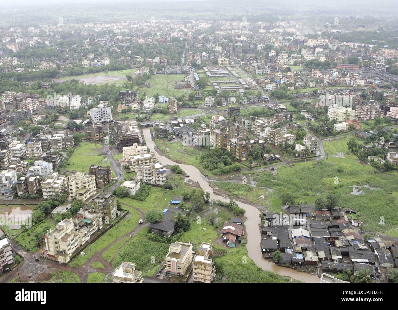An aerial view of Ulhasnagar city on outskirts of Bombay Mumbai ...