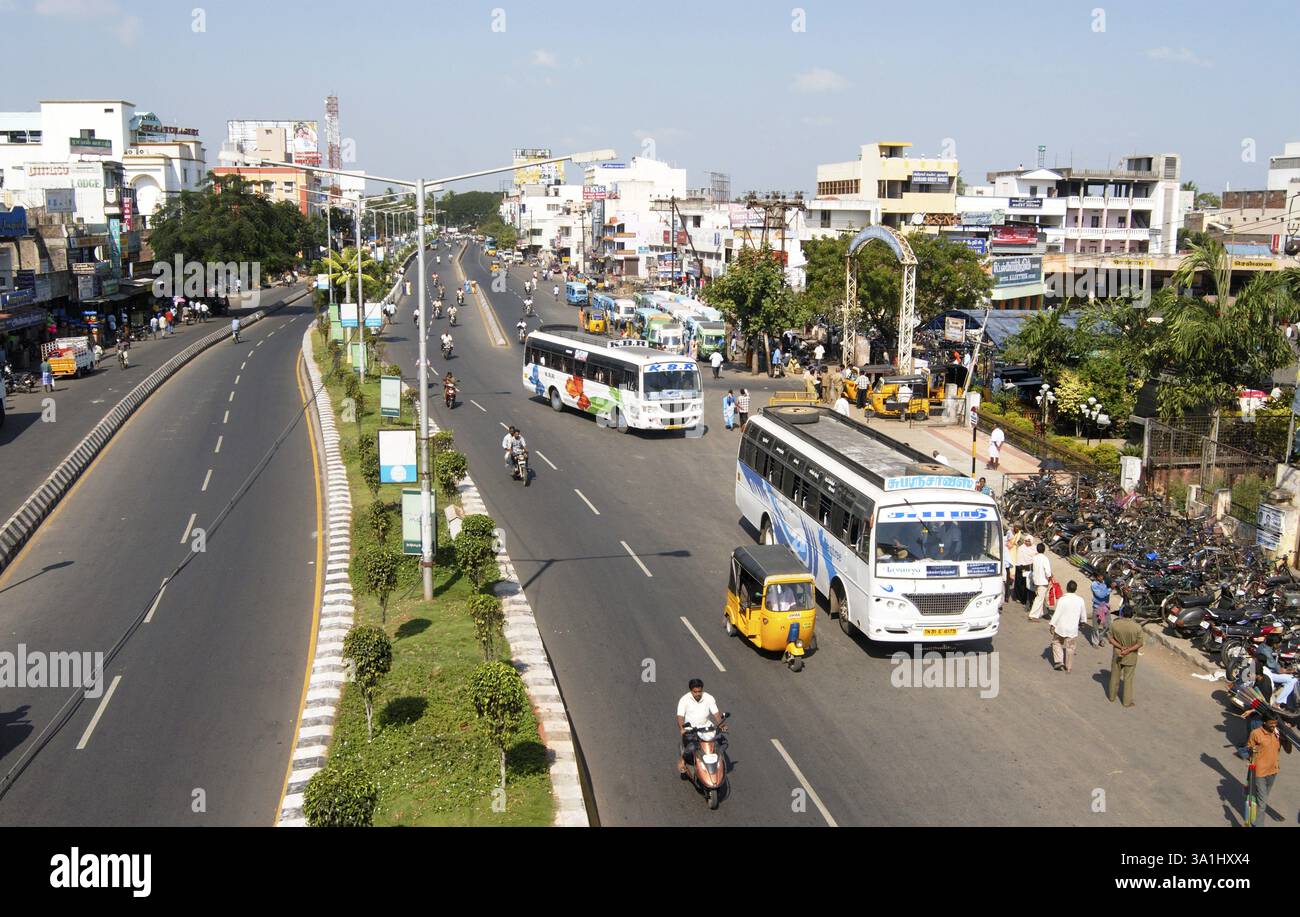 Modern structures on both sides of wide and clean Maraimalai Adigal ...