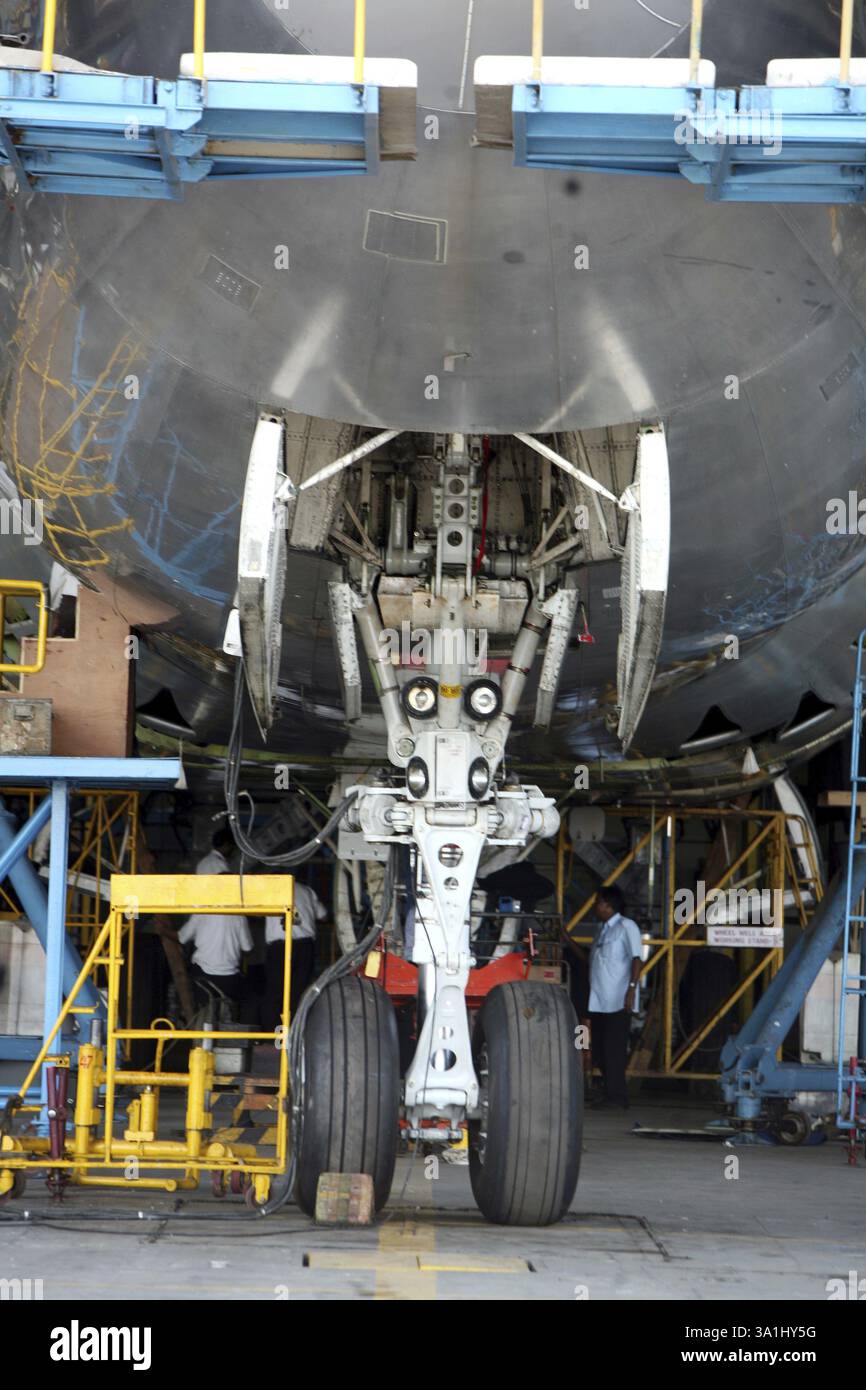Boeing 747-400 parked for maintenance and repair at the hanger based in ...