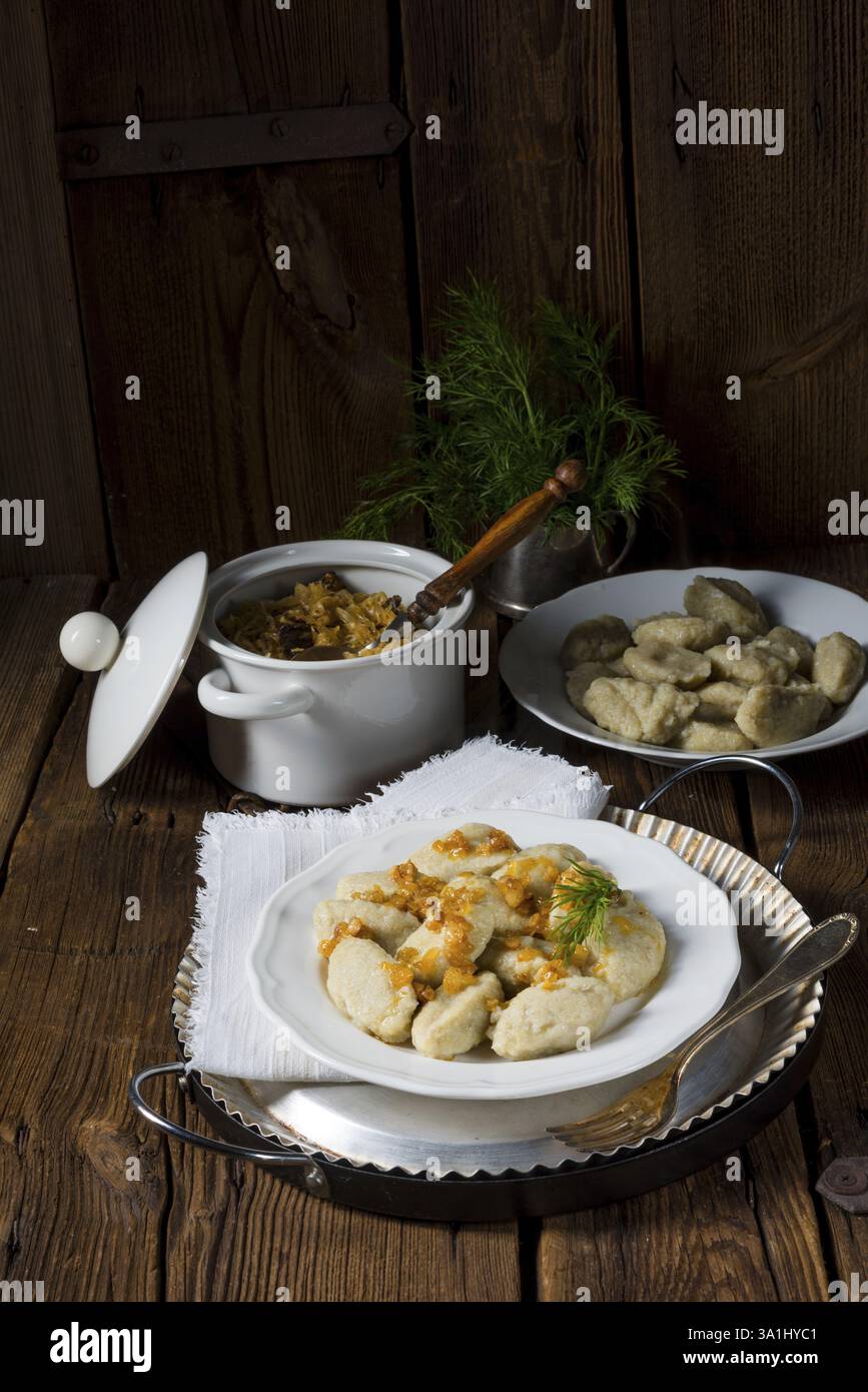 Silesian grey potato dumplings Stock Photo - Alamy