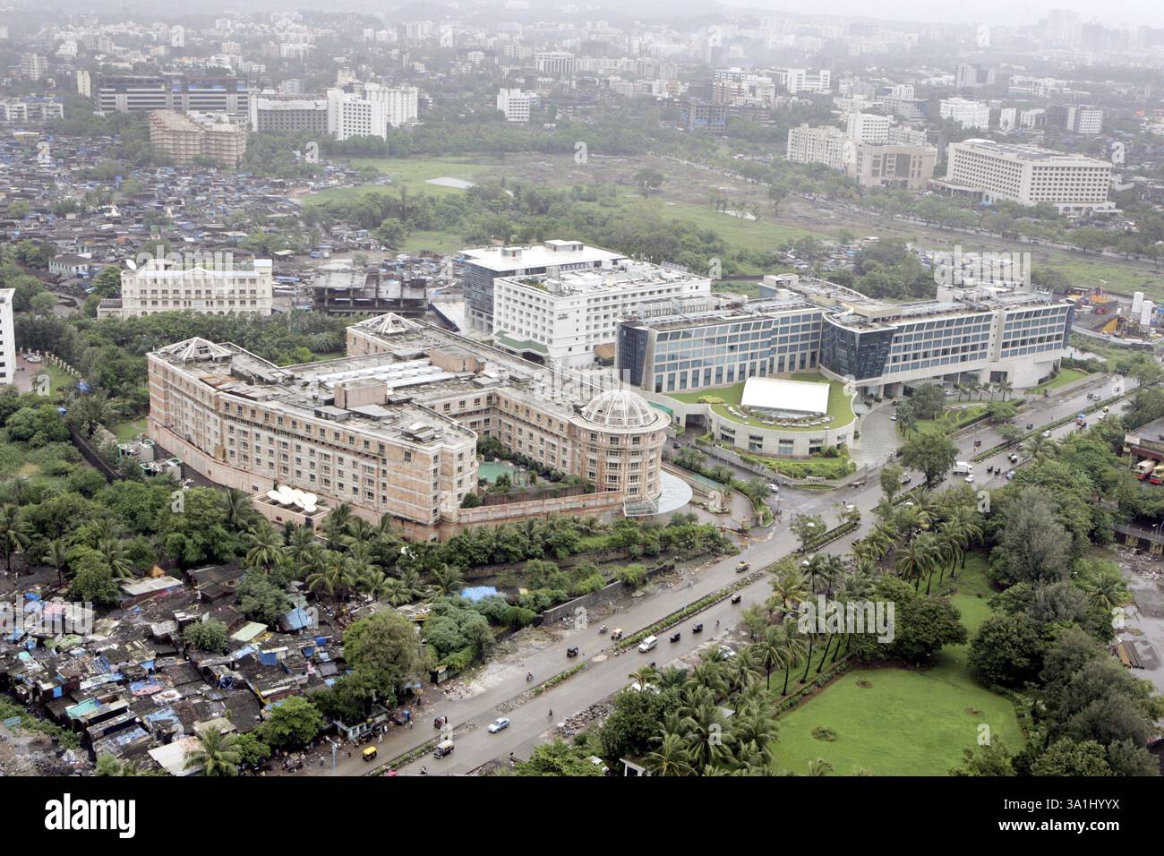 An aerial view of five stars hotels such as Grand Hyatt La Meridian ...