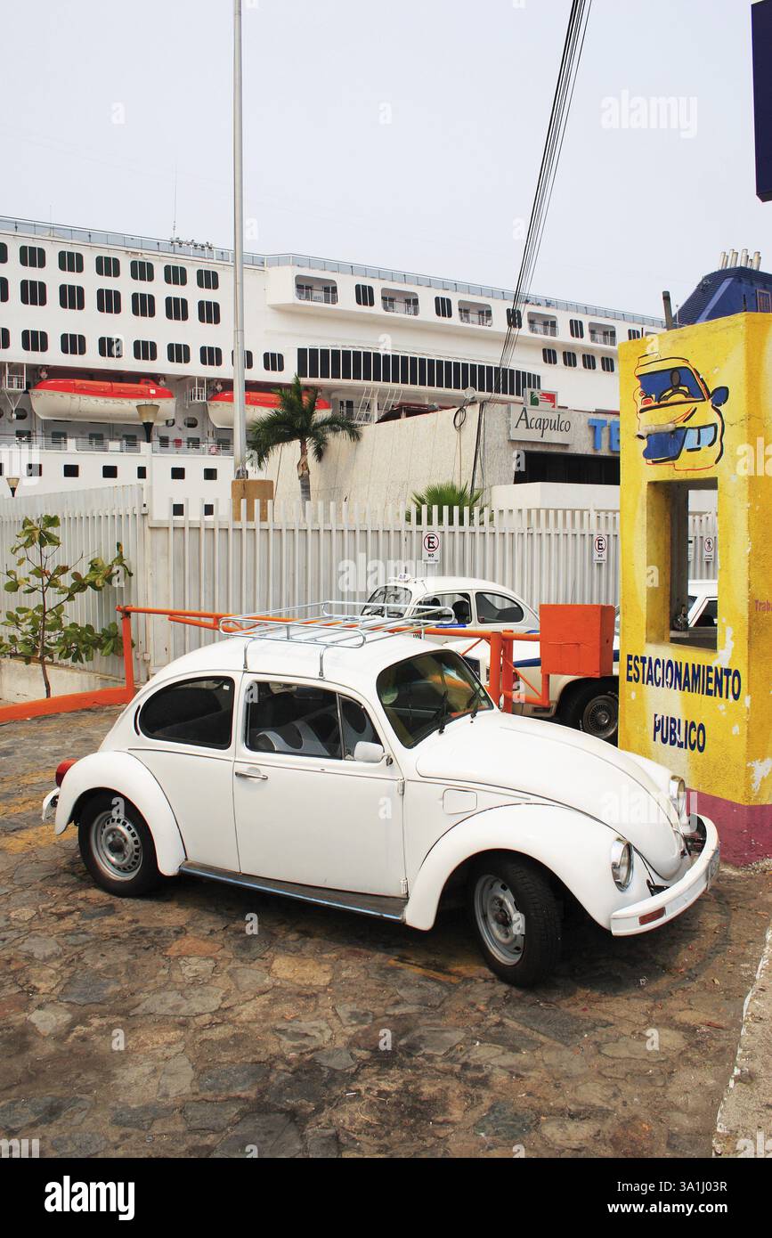 Old model of car parked, Acapulco, Mexico, Central America Stock Photo ...