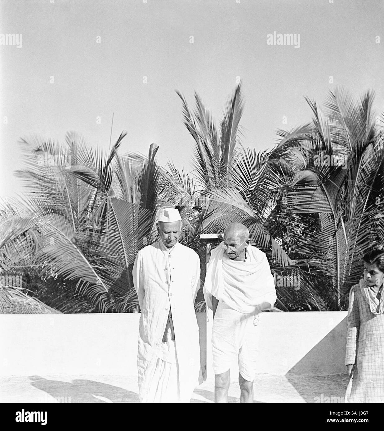 Mahatma Gandhi and harijan leader Thakkar Bapa in Madras, January 1946 ...