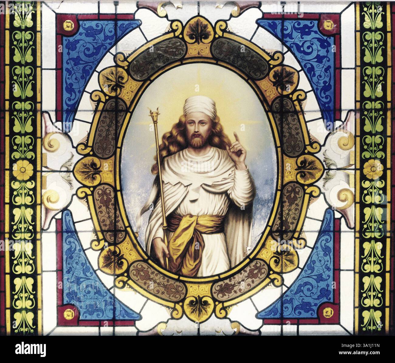 A Zoroastrian Strain glass mural currently Existing in Parsi Agiary ...