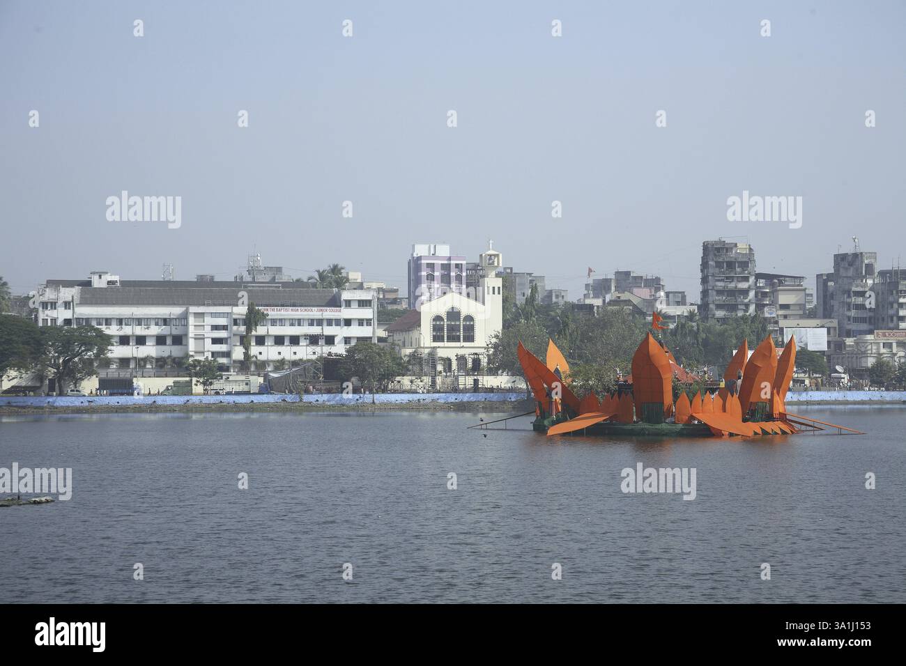 Man made Orange colored Lotus surrounding the Mahadev Mandir in Masunda ...