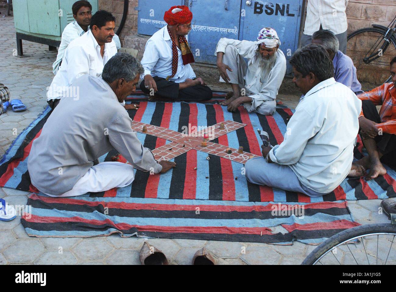 Men playing chausar ancient game chopad, Jodhpur, Rajasthan, India ...
