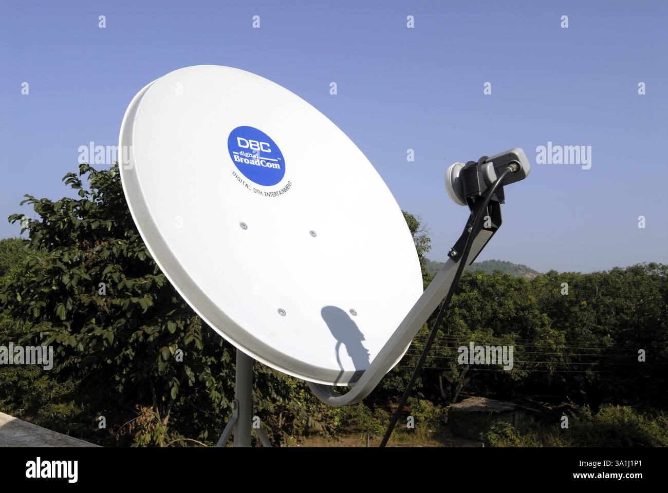 Dish Antenna on terrace, entertainment through Satellite, known as DTH for Television Channels ...