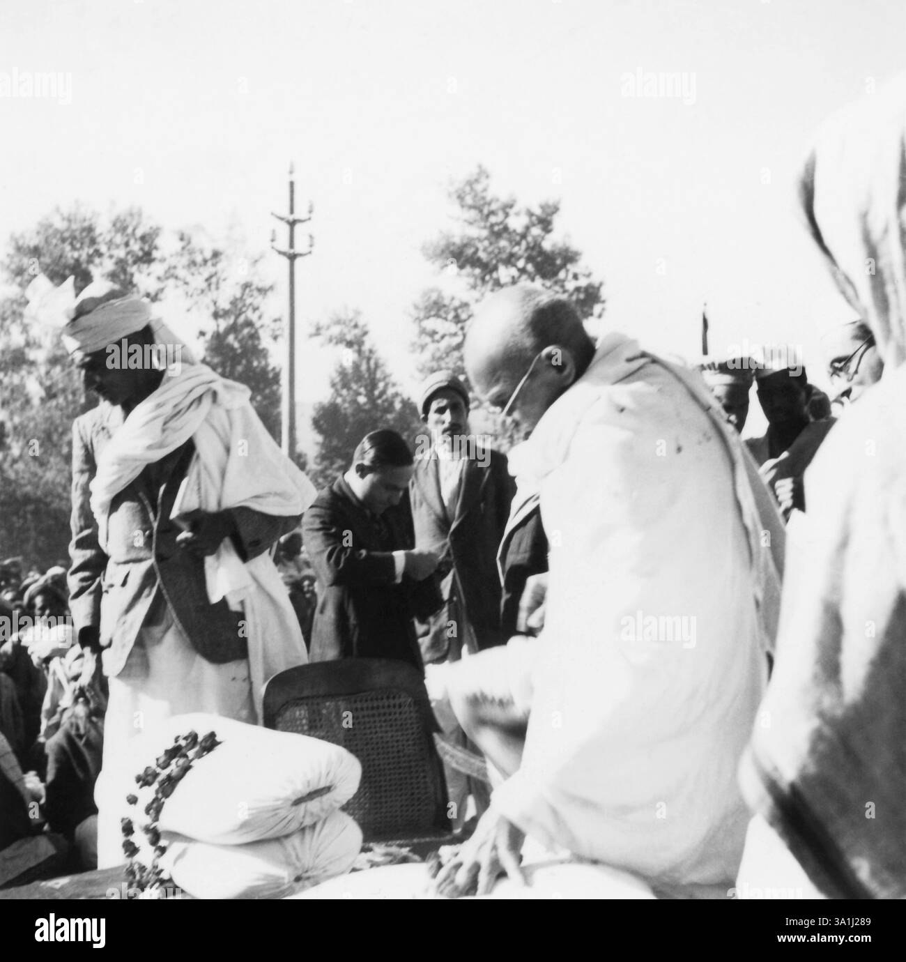 Mahatma Gandhi, smiling Birla House, Mumbai, August 1942, India NA MR ...