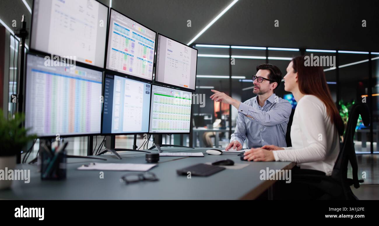 Corporate Accountant Analyzing Tax Invoices on Desktop Computer Screen Stock Photo - Alamy