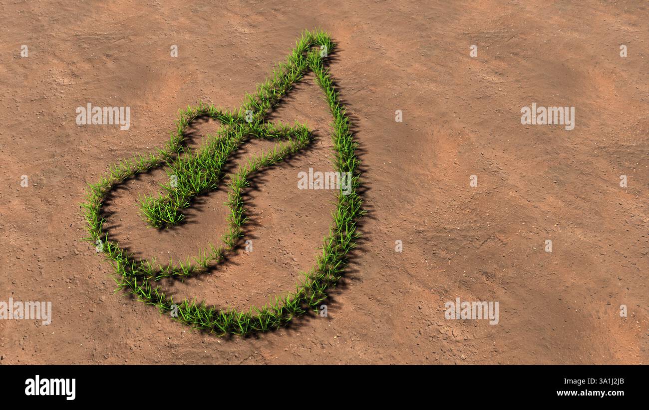 Concept conceptual green summer lawn grass symbol shape on brown soil ...
