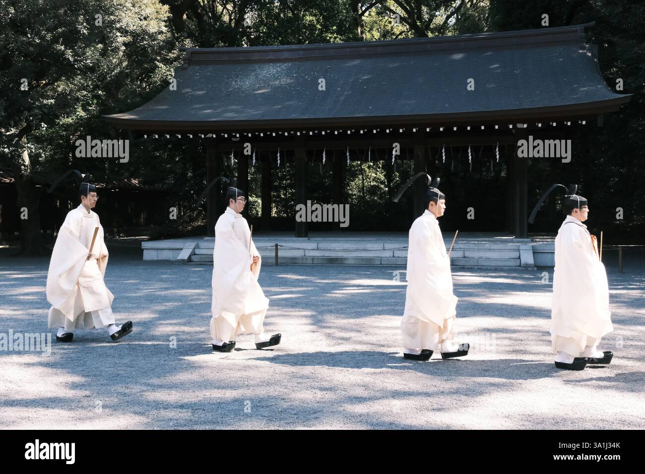 Meiji Jinju, Japan - 23 Feb 2025: Ceremonial Departure: Priests in ...